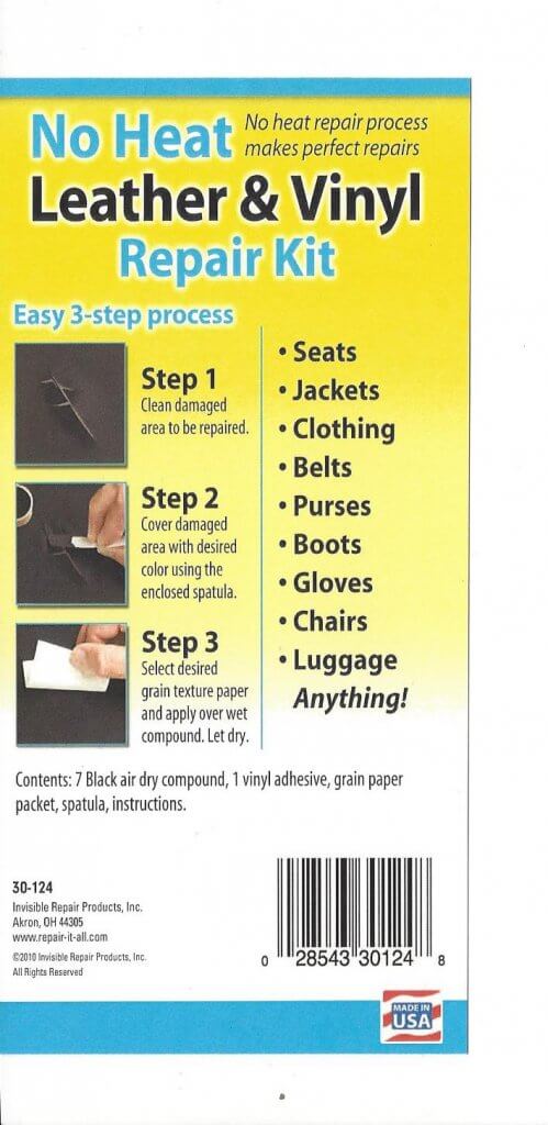 Liquid Leather No Heat Black Motorcycle Leather & Vinyl Repair Kit - JL ...